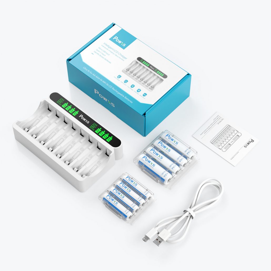 POWXS High Performance Rechargeable Batteries and Charger Kit – AA ...