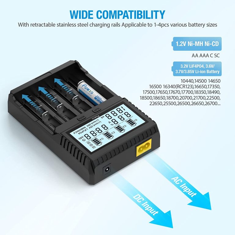 POWXS 18650 Battery Charger for 3.7V Lithium Ion Batteries 16340(RCR123 ...